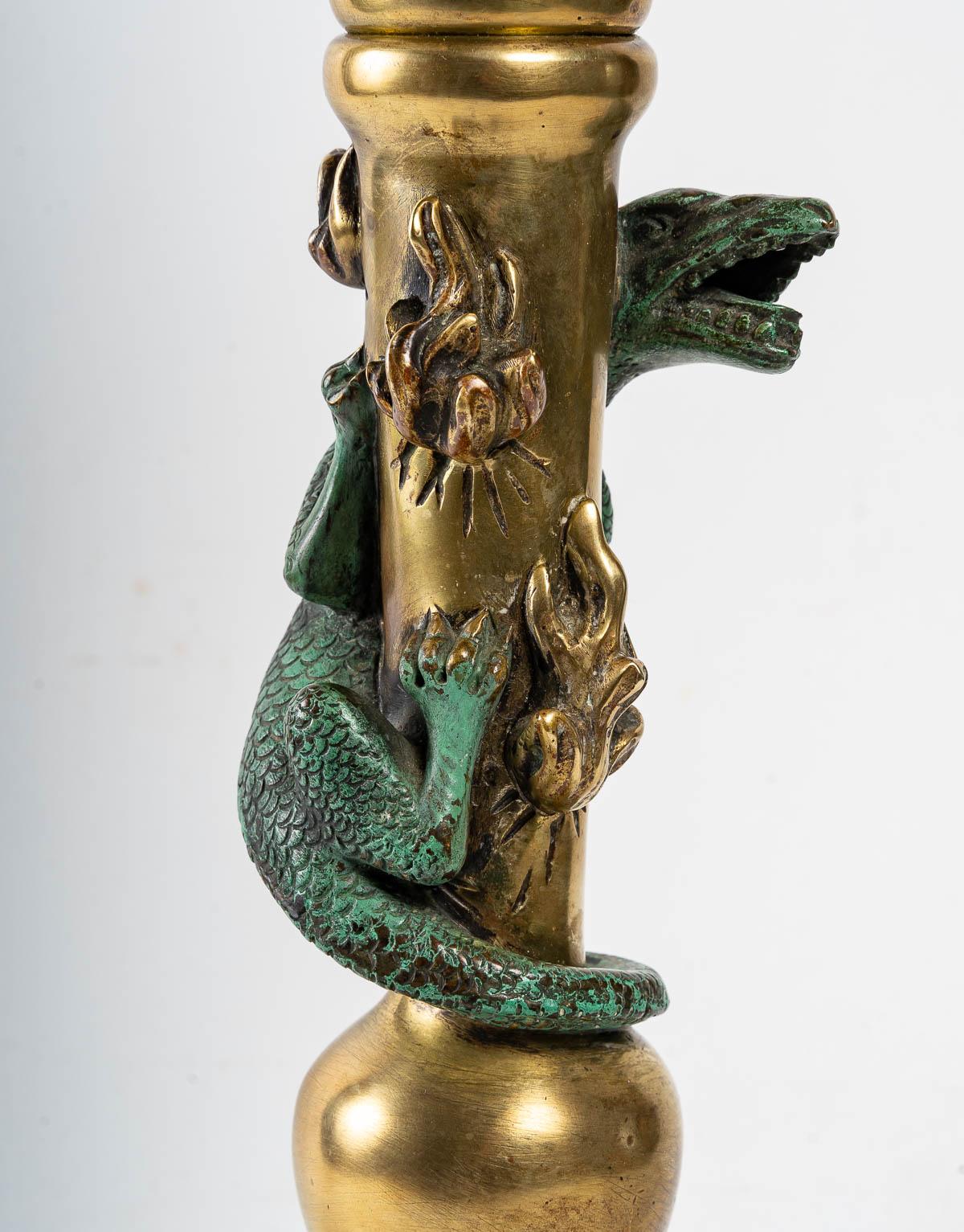 Exceptional Gilt Bronze Oil Lamp, 1900 at 1stDibs