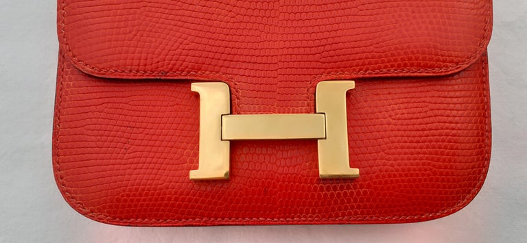 Exceptional Hermès Mini Micro Constance Red Lizard Gold Plated Hdw Rare ...