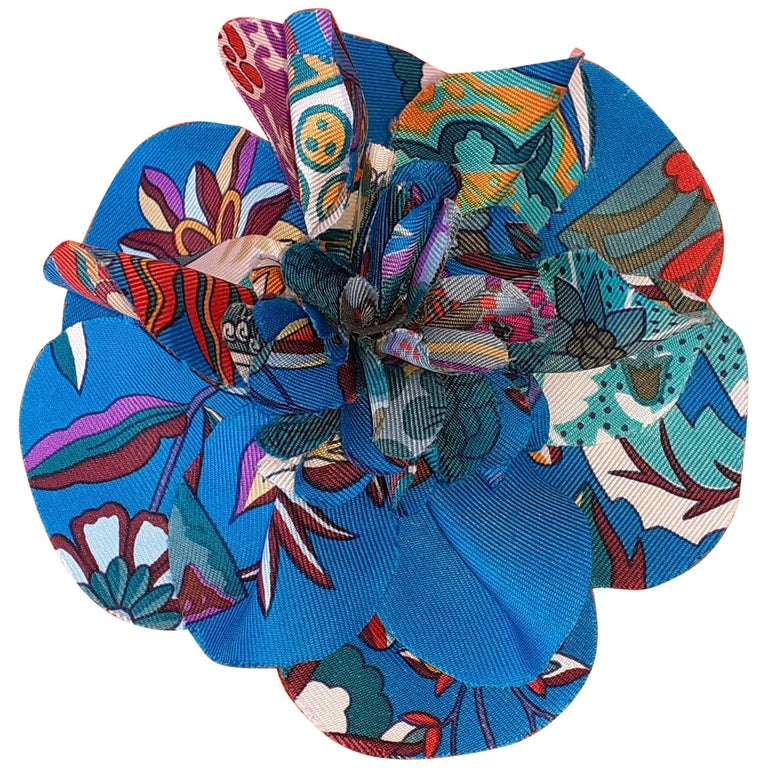 Exceptional Hermès Rare Brooch Charm La Fleur Flower in Silk at 1stDibs