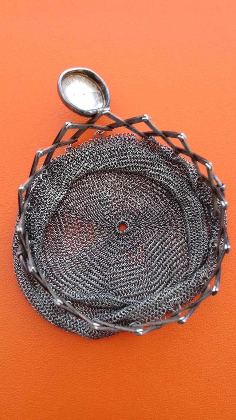 Exceptional Hermès Retractable Coin Purse Silver Pouch Meshes Vintage ...