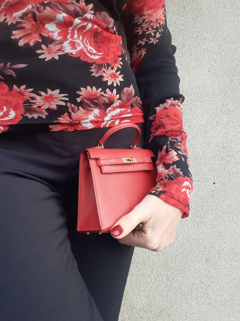 Exceptional Hermès Vintage Micro Kelly 15 cm Sellier Bag Red Leather ...