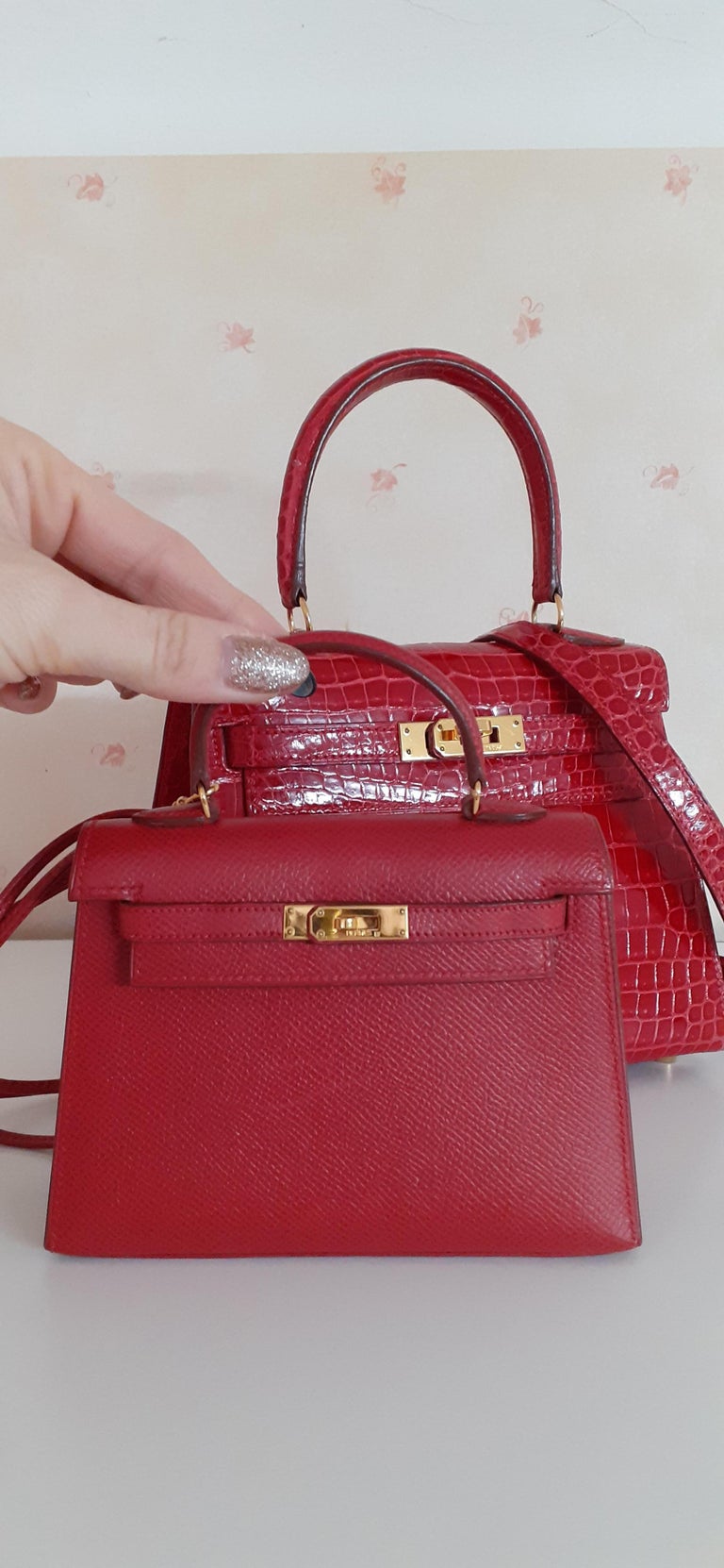 Exceptional Hermès Vintage Micro Kelly 15 cm Sellier Bag Red Leather ...