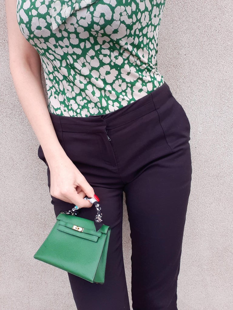 Exceptional Hermès Vintage Micro Kelly 15 cm Sellier Bag Green Leather ...