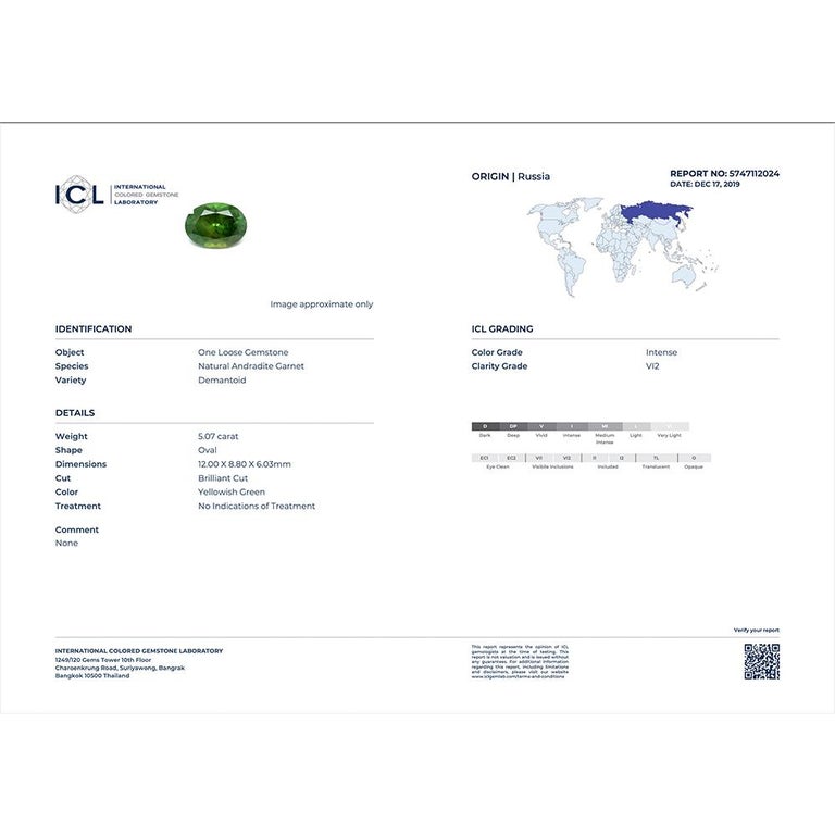 Exceptional Horsetail Inclusion 5 Carat Demantoid Garnet from Russia ...