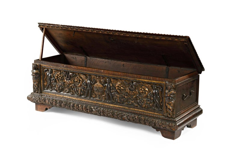 Exceptional Italian Renaissance Cassone with Rich Carving on a Gilt ...