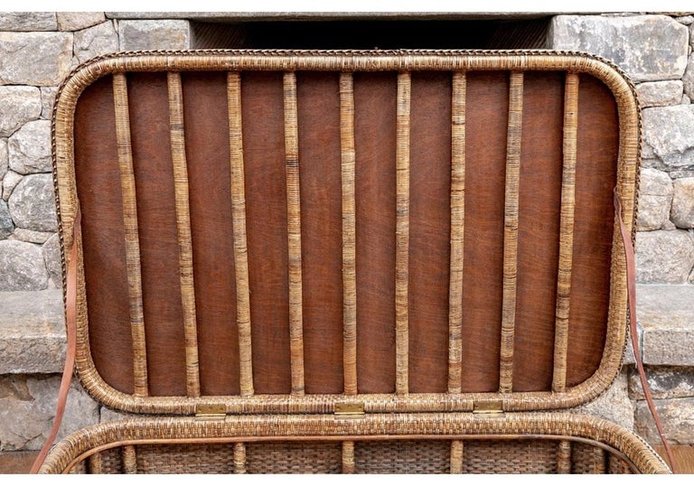 Exceptional Large Lift-Top Basket Weave Cocktail Table with Tray For ...
