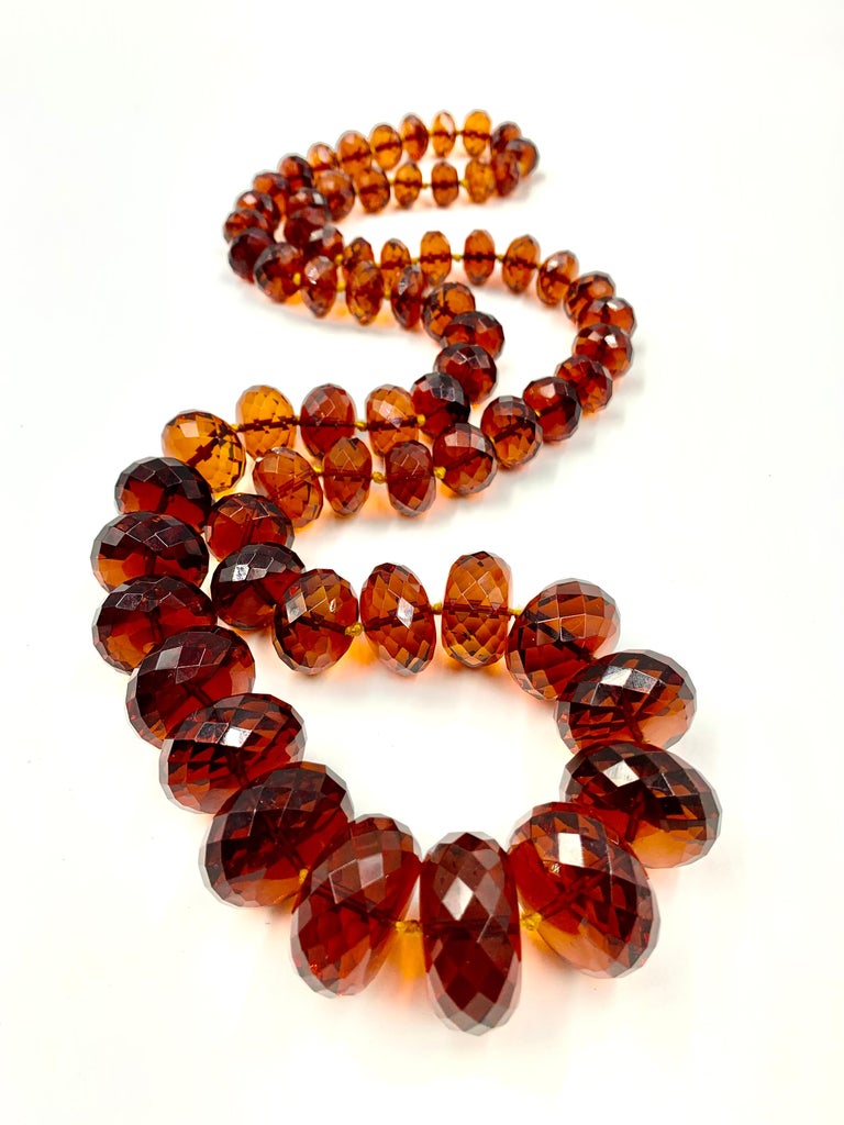 Exceptional Large Natural Vermillion Color Faceted Antique Baltic Amber ...