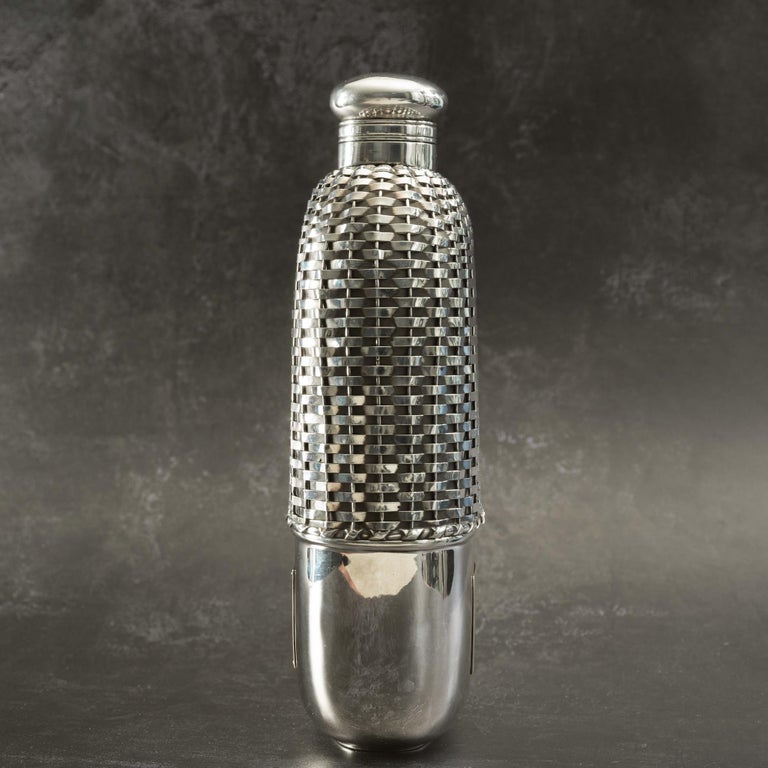 Exceptional Large Sterling Silver and Glass Huntsman’s Flask, circa ...