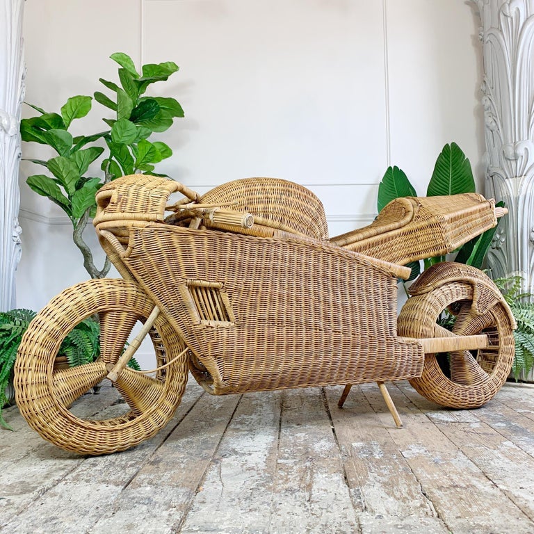 Exceptional Life Size Wicker and Bamboo Racing Motorcycle For Sale at ...