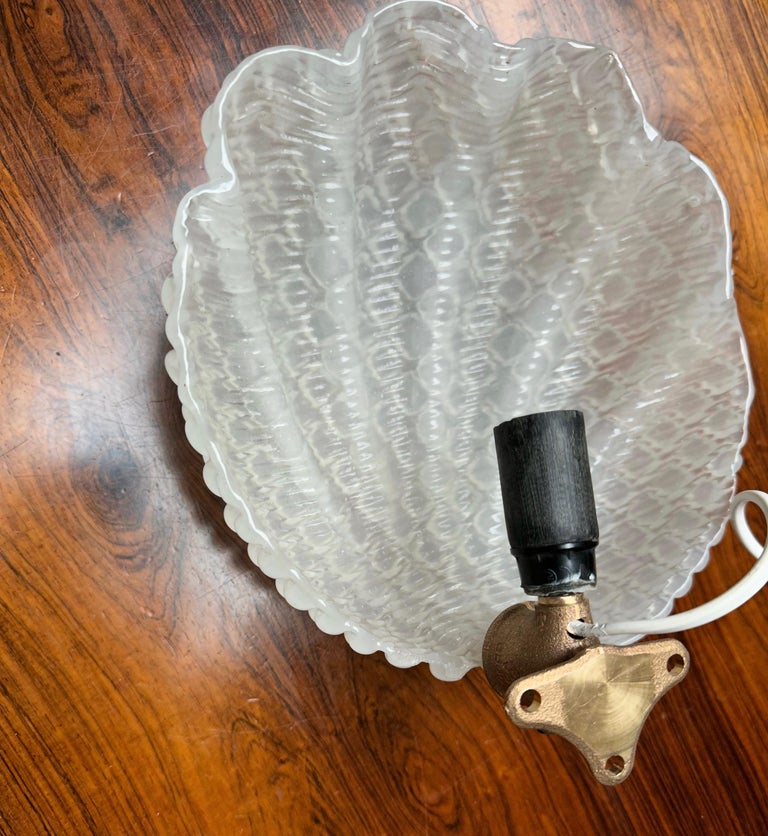 Exceptional Mid-Century Era Pair of Murano Blown Art Glass Scallop Wall ...