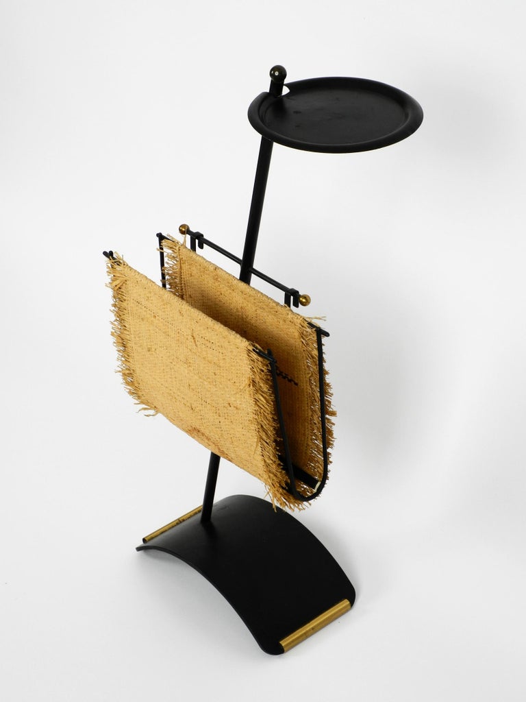 Exceptional Mid-Century Modern Bast Magazine Rack with Heavy Metal ...