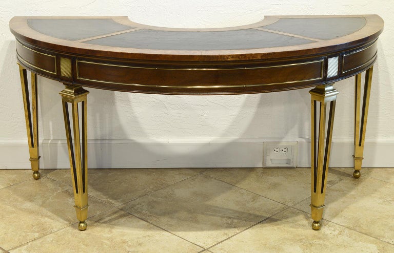 Exceptional Midcentury Semi Circular Brass and Burled Wood Desk by ...