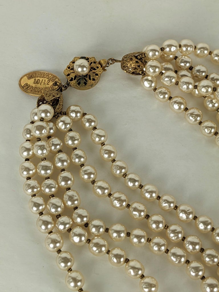 Exceptional Miriam Haskell Pearl and Rose Monte Pave Bar Necklace For ...