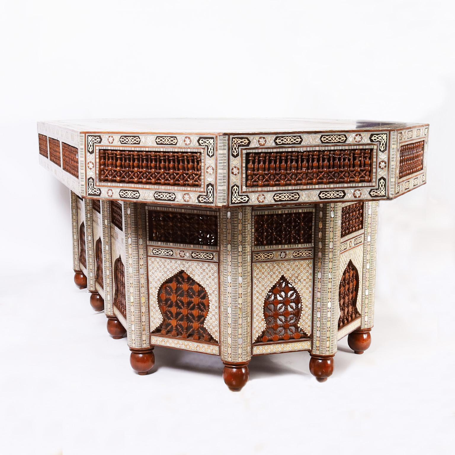 Exceptional Moroccan Mother of Pearl Center or Dining Table at 1stDibs