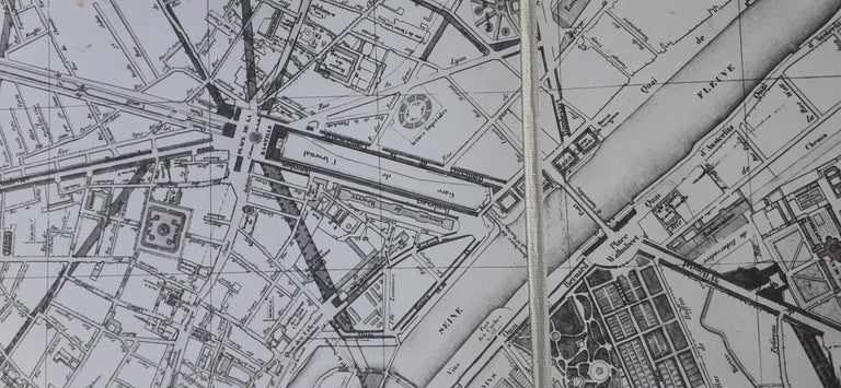 Exceptional Old Paris France Map from 1853 in a Hermès Leather Case For ...