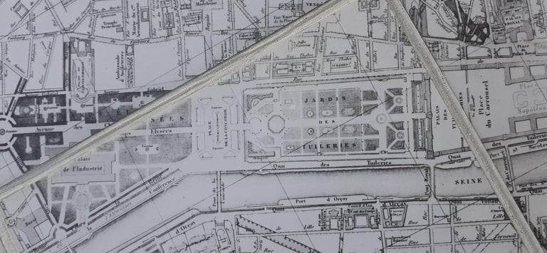 Exceptional Old Paris France Map from 1853 in a Hermès Leather Case For ...