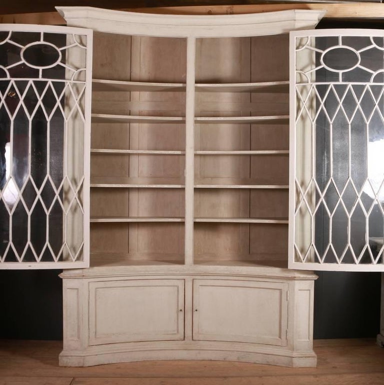 Exceptional Painted Concave Library Bookcase For Sale at 1stDibs