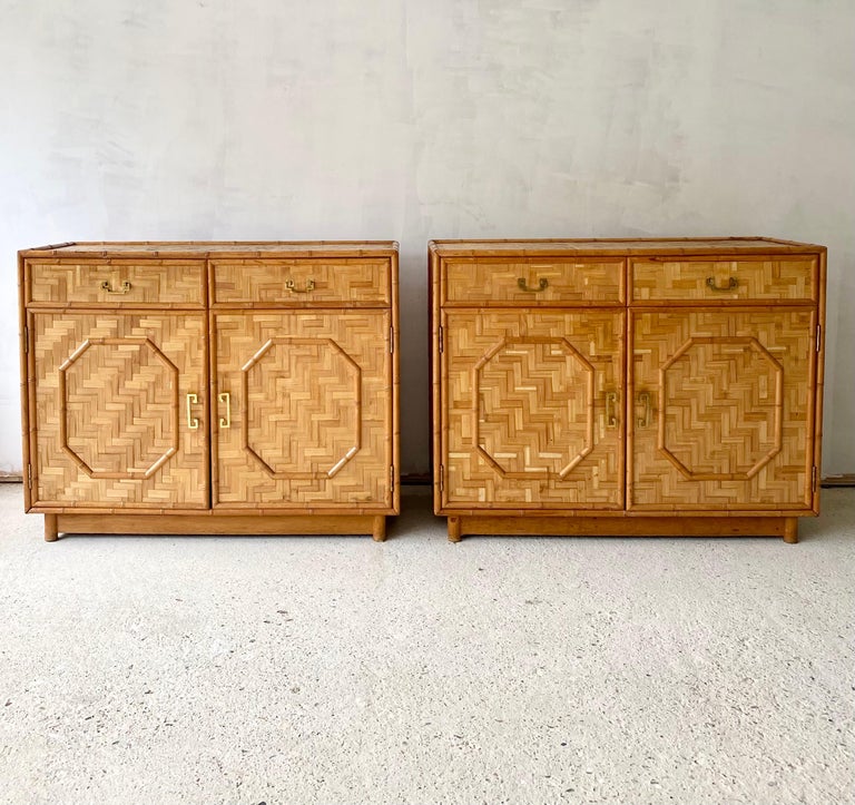 Exceptional Pair Bamboo and Rattan Sideboards at 1stDibs