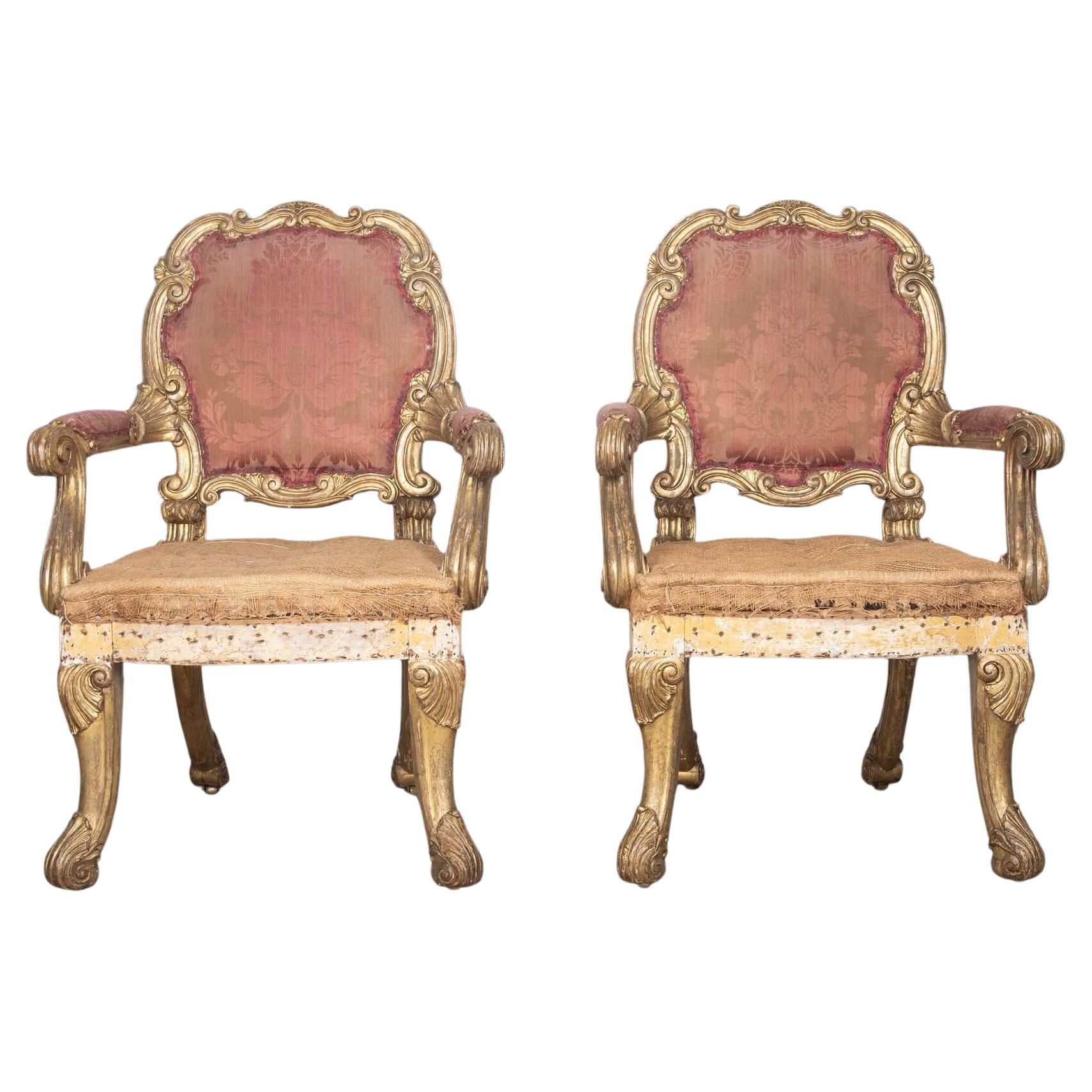 Exceptional Pair of 19th Century Giltwood Chairs at 1stDibs