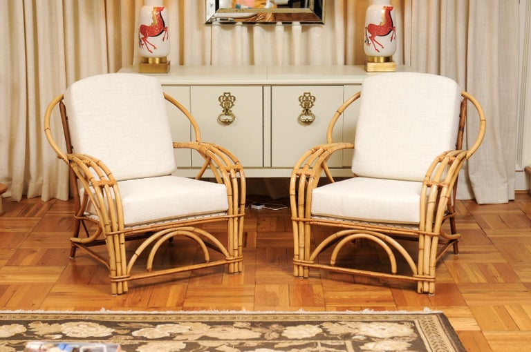Exceptionnelle paire de fauteuils de salon en rotin Art Déco par Willow ...