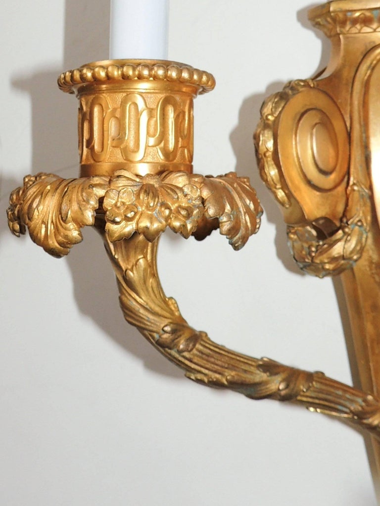Exceptional Pair of French Doré Bronze Fine Neoclassical Flame Top ...