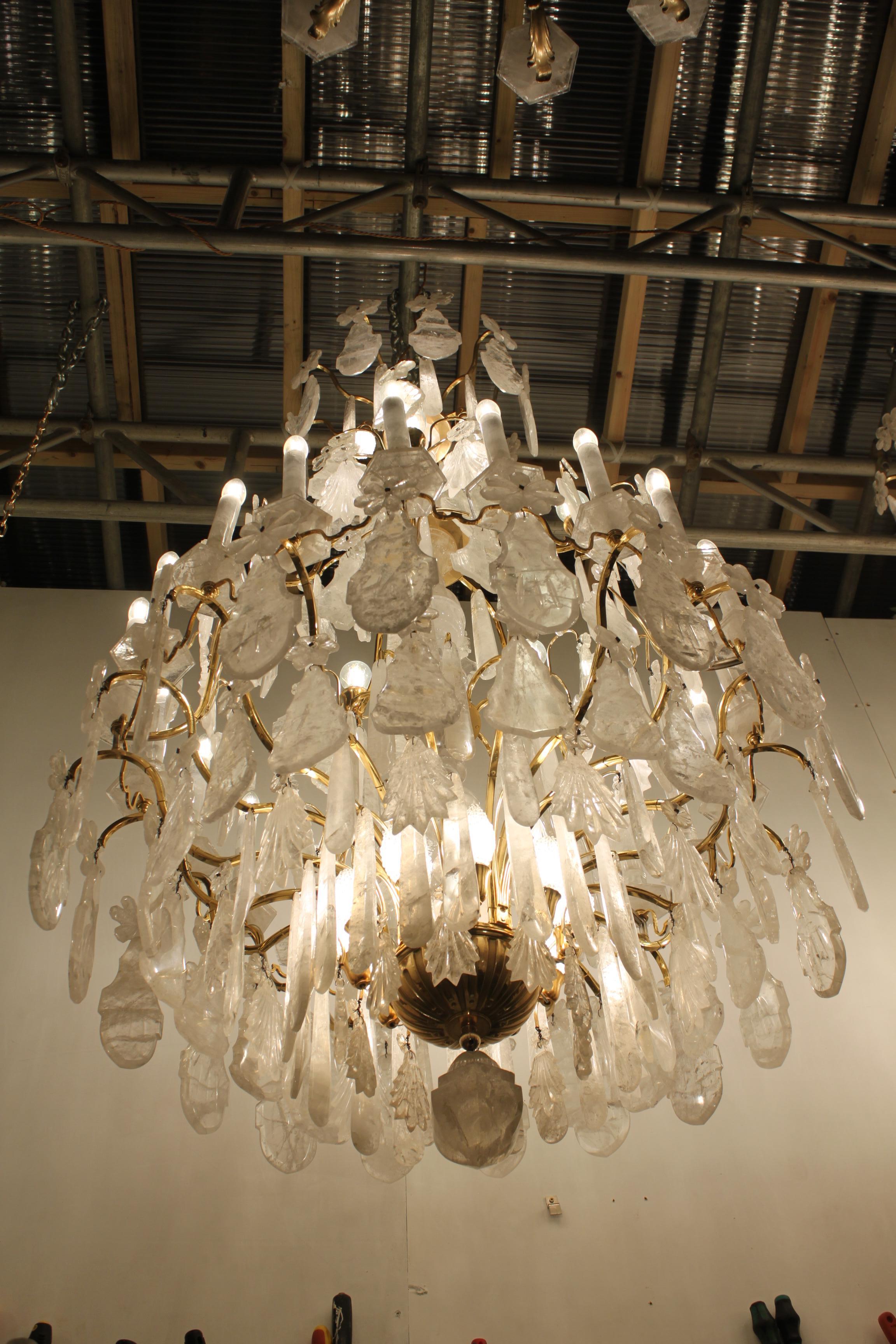 Exceptional Pair of French Rock Crystal Chandeliers For Sale at 1stDibs