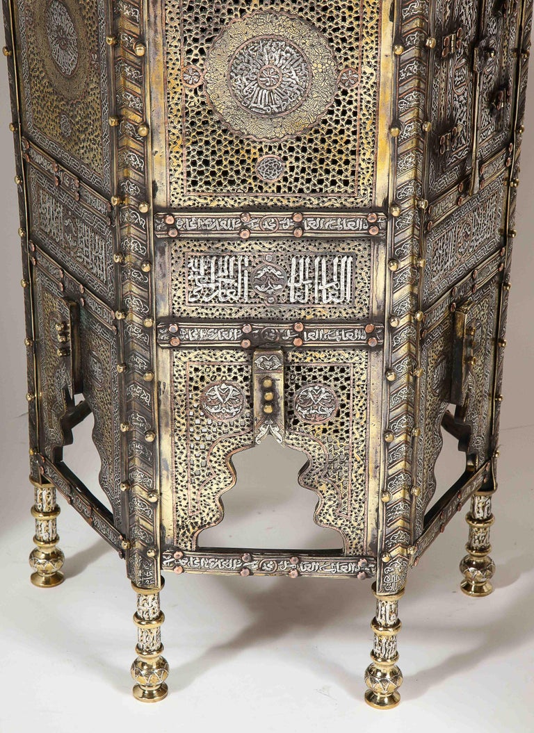 Exceptional Pair of Islamic Mamluk Revival Silver Inlaid Quran Side ...