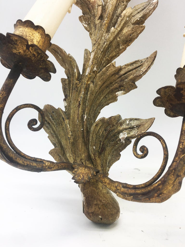 Exceptional Pair of Italian Giltwood Wall Appliques For Sale at 1stdibs