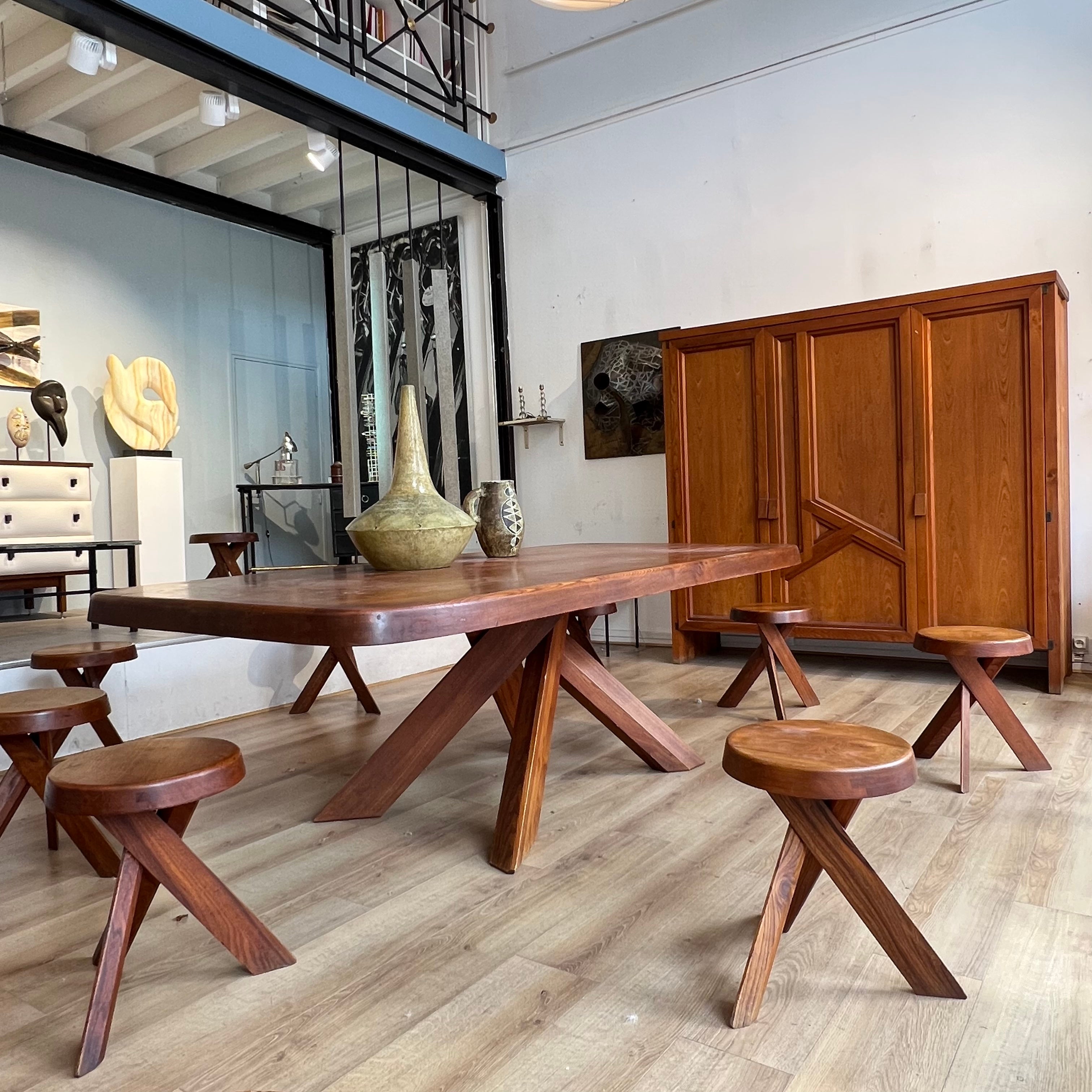 Exceptional Pierre Chapo 224 cm table 1970 For Sale at 1stDibs