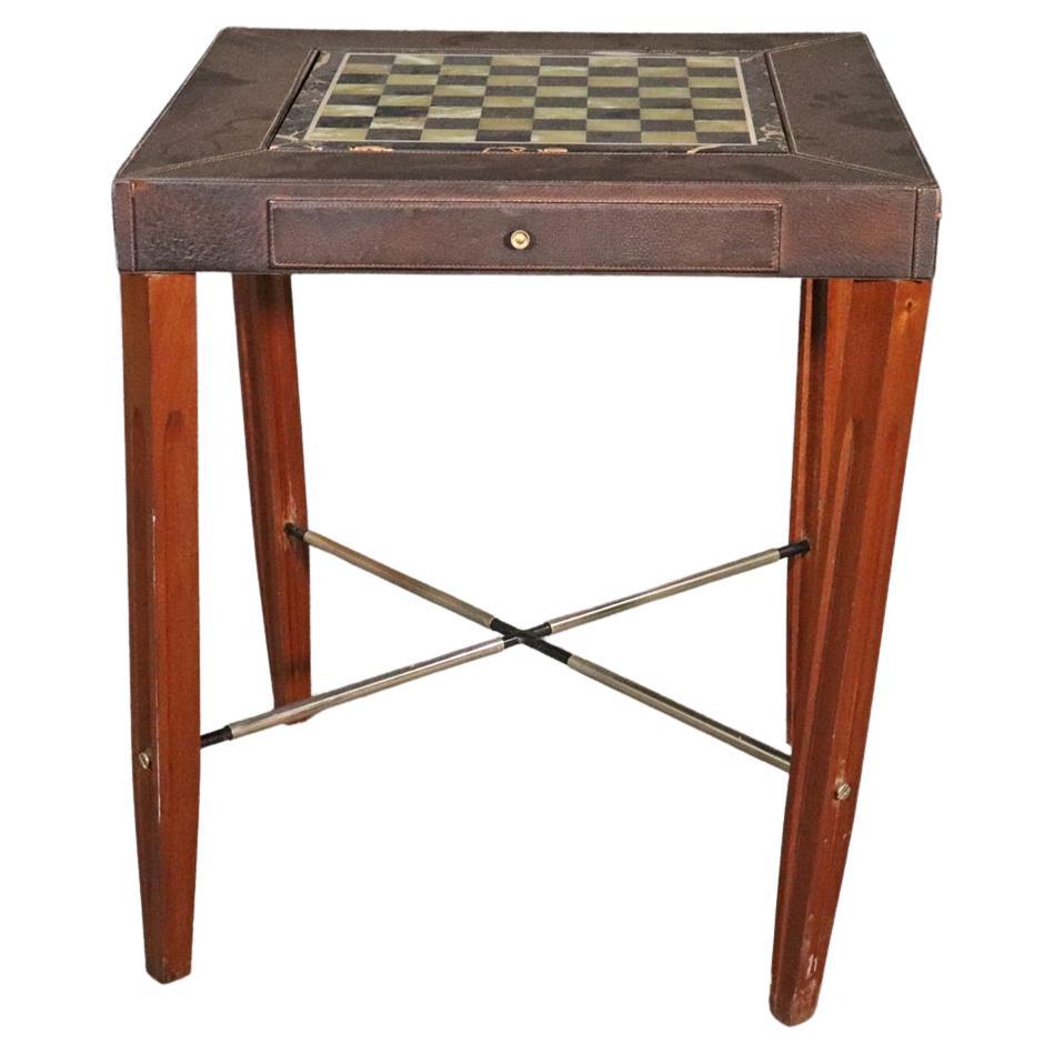 Exceptional Quality Aldo Tura Style Onyx and Leather Games Tables with ...
