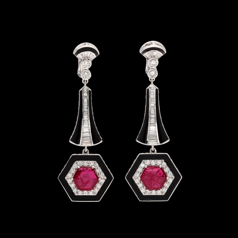 Red Ruby, Diamond and Enamel Drop Earrings For Sale (Free Shipping) at ...