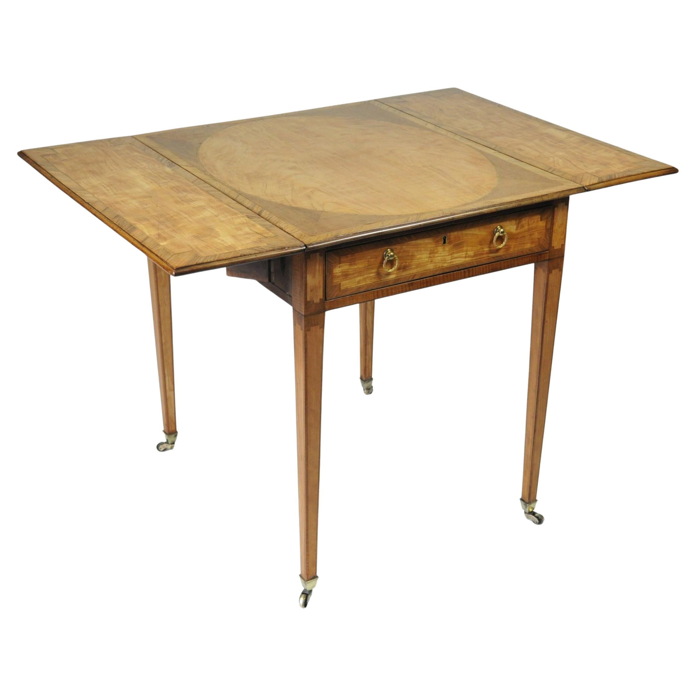 Edwardian satinwood and rosewood oval pembroke table at 1stDibs