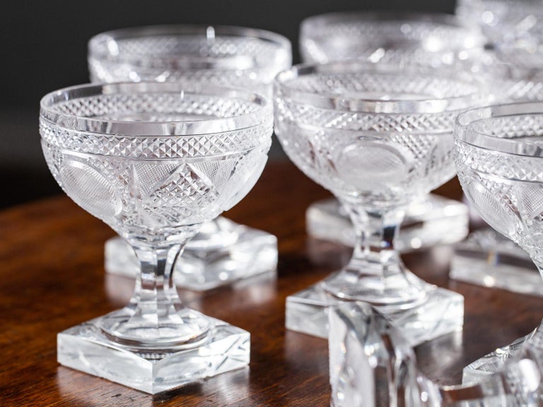 Exceptional Set Antique Georgian Irish Cut Crystal Decanters Glasses ...