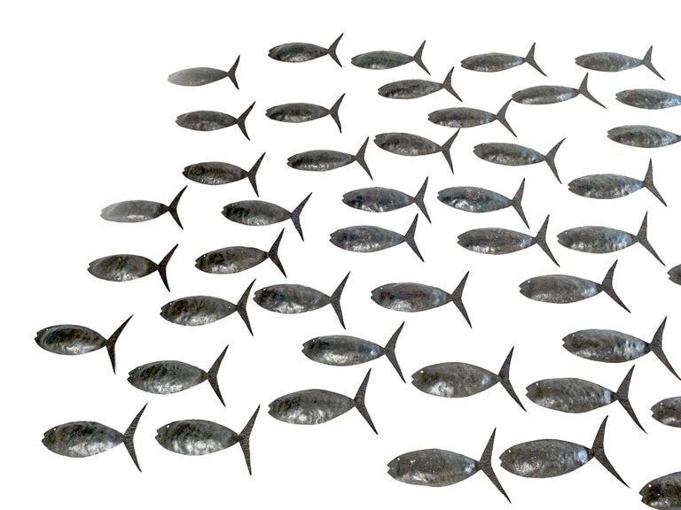 Exceptional Set of 56 Hand Forged Wrought Iron Fishes For Sale at 1stDibs