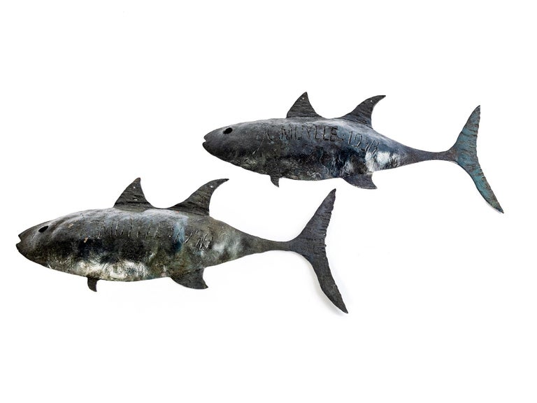 Exceptional Set of 56 Hand Forged Wrought Iron Fishes For Sale at 1stDibs