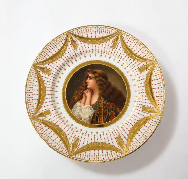 Exceptional Set of Five Royal Vienna Jeweled Porcelain Portrait Plates ...