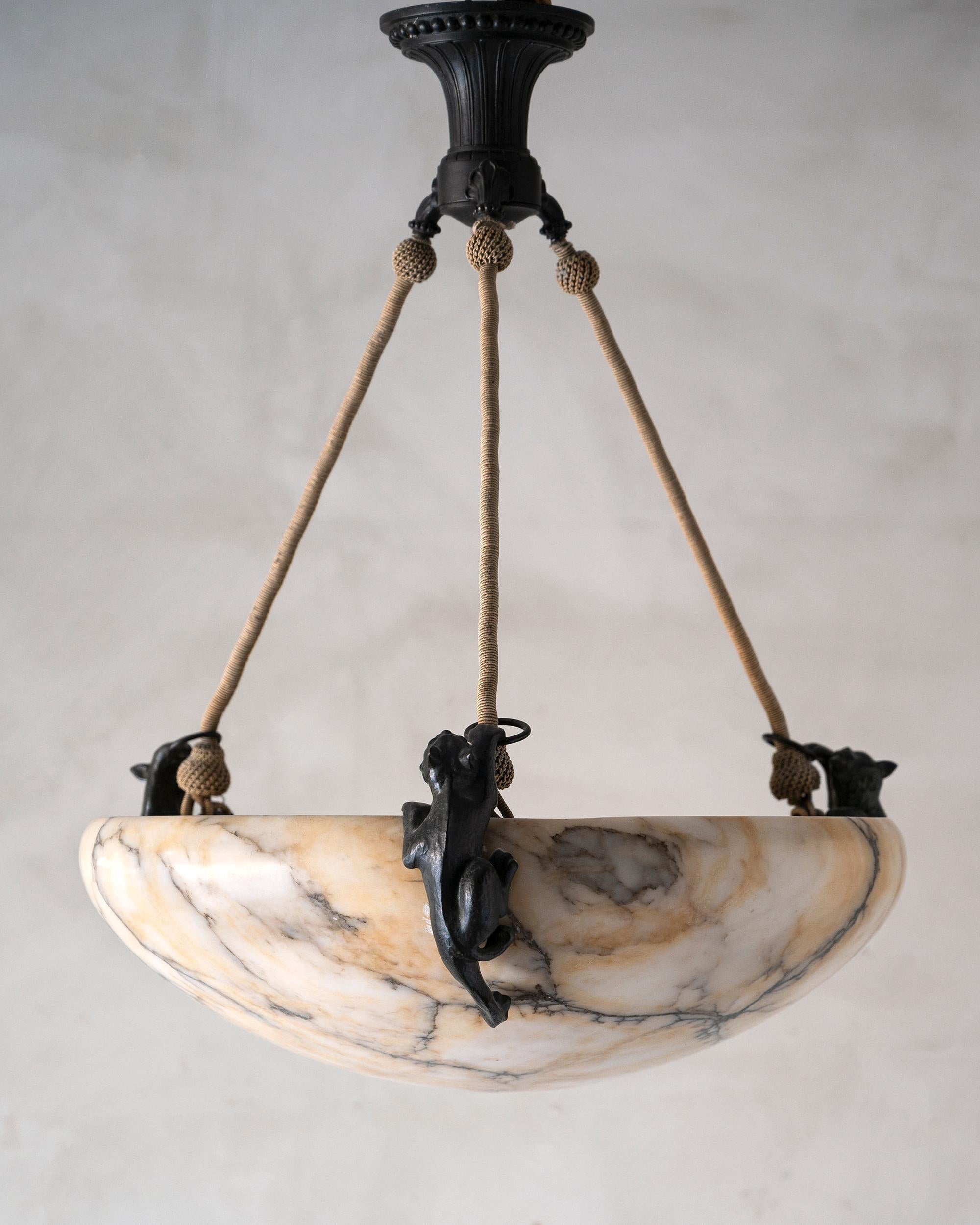 Exceptional Swedish Art Deco Alabaster Pendant For Sale at 1stDibs