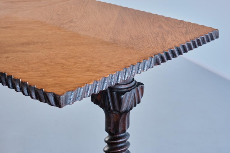 Exceptional Swedish Grace Side Table with Carved Frame, Oak Top, Sweden ...