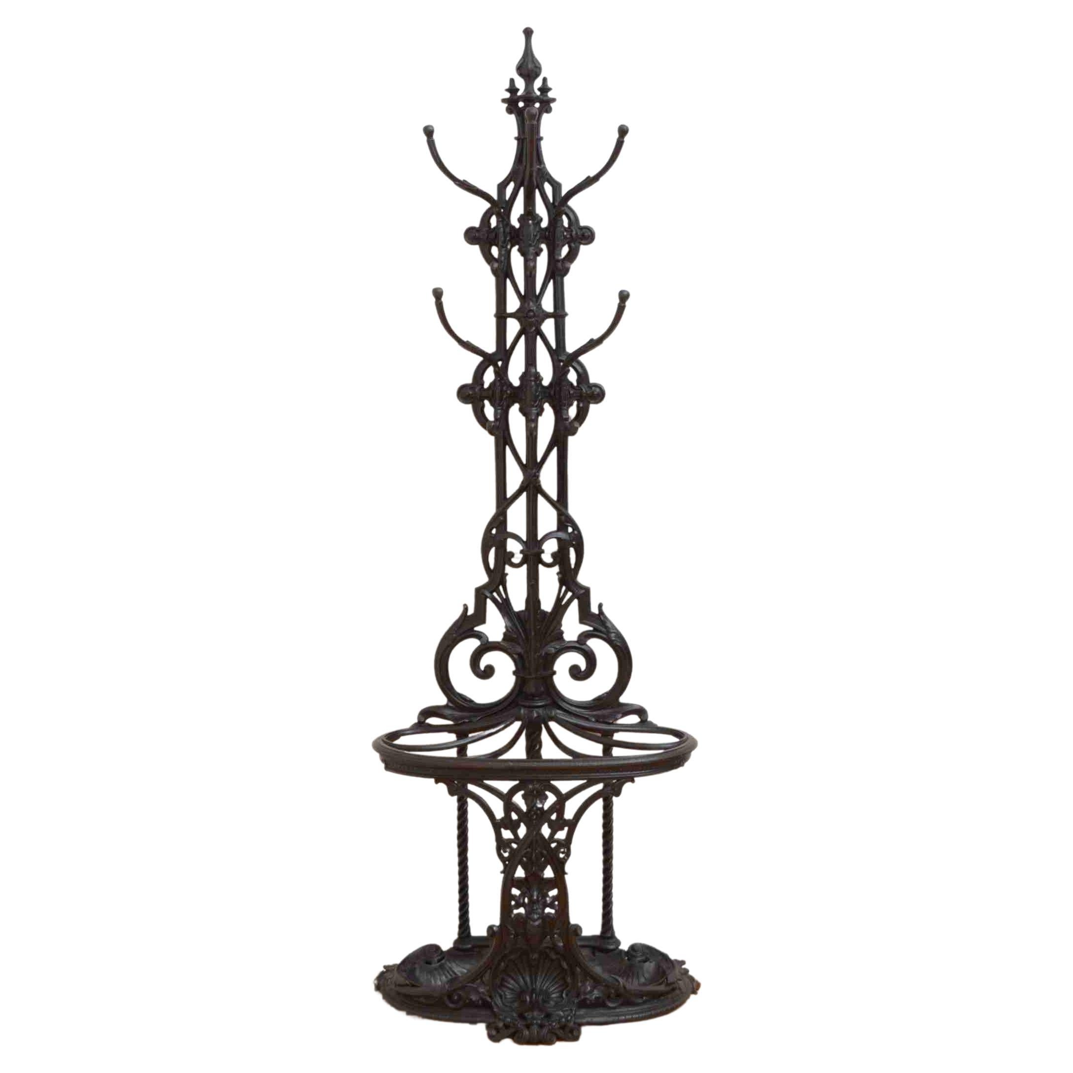 Vintage Cast and Wrought Iron Hall Tree at 1stDibs
