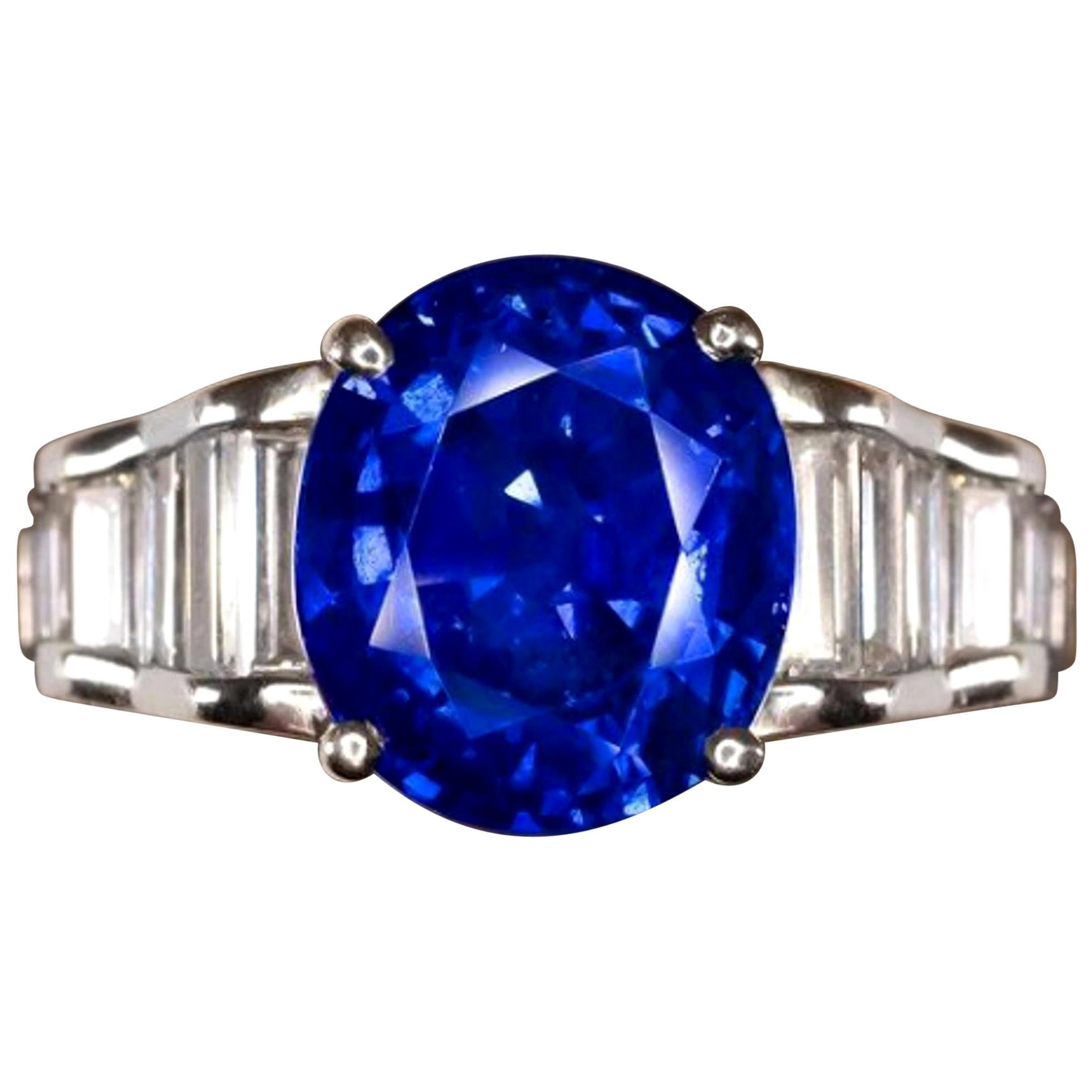 GIA 3.67 Carat Natural Vivid Royal Blue Diamonds Ring Cluster Halo 18 ...