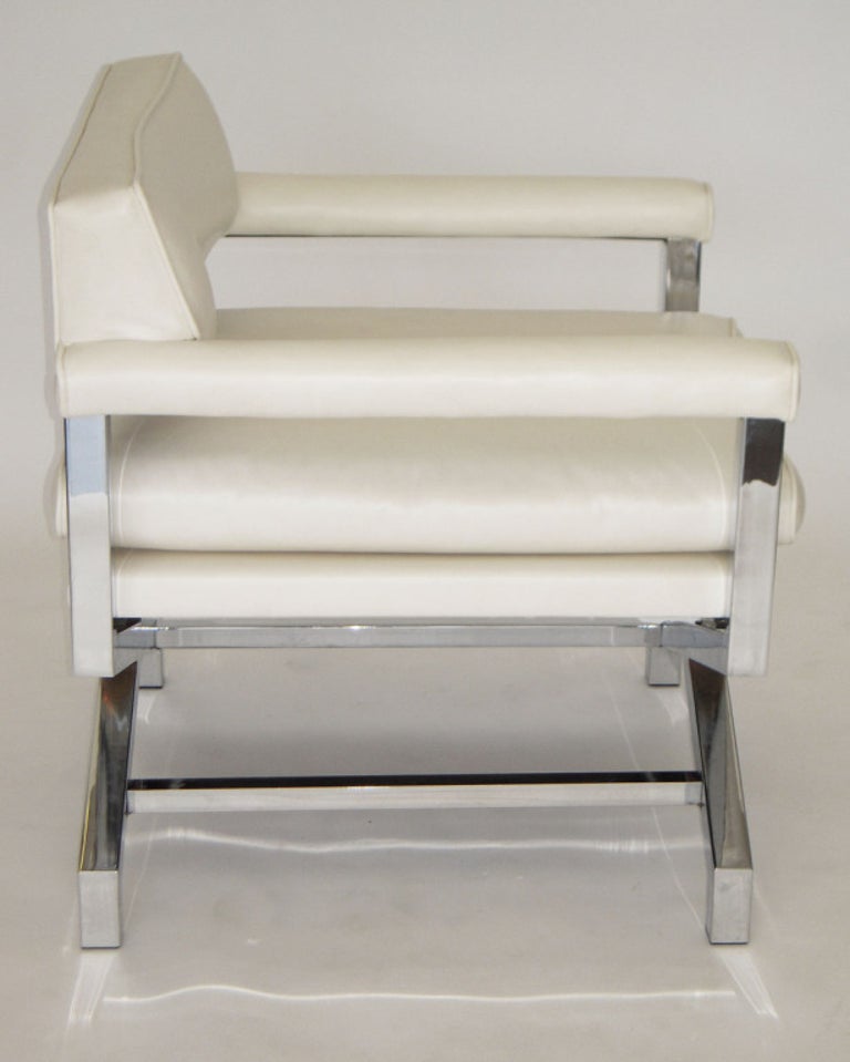 Regency Style X-Base Chrome Arm or Lounge Chair 1970s For Sale at 1stDibs