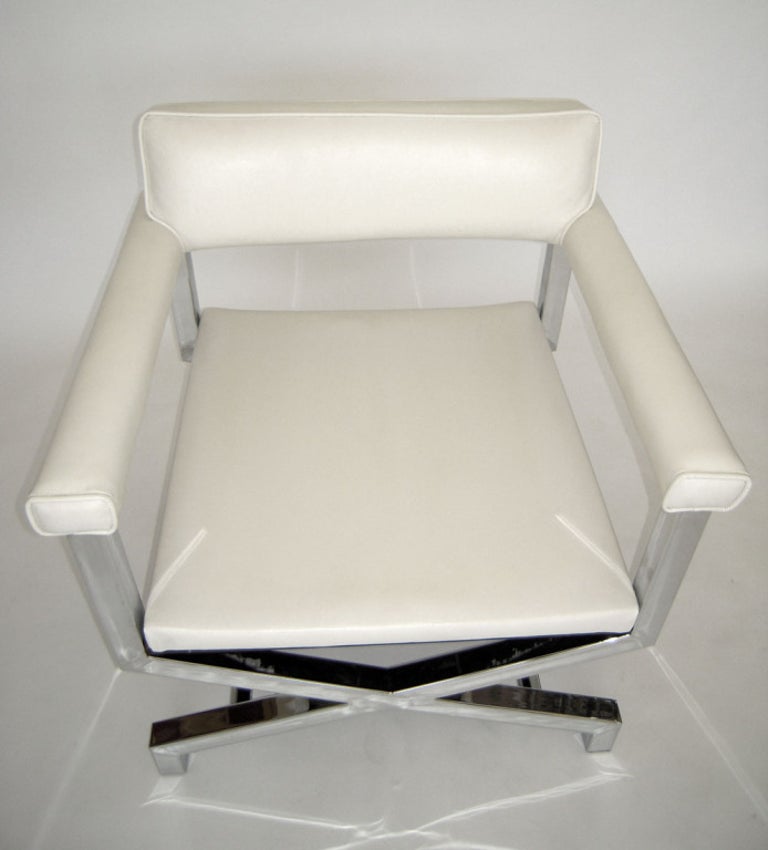 Regency Style X-Base Chrome Arm or Lounge Chair 1970s For Sale at 1stDibs