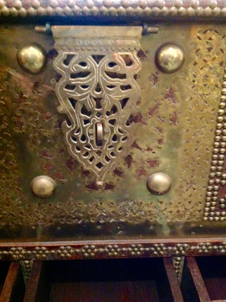 Exceptionally Elaborate Brass Appointed Moroccan Trunk at 1stDibs