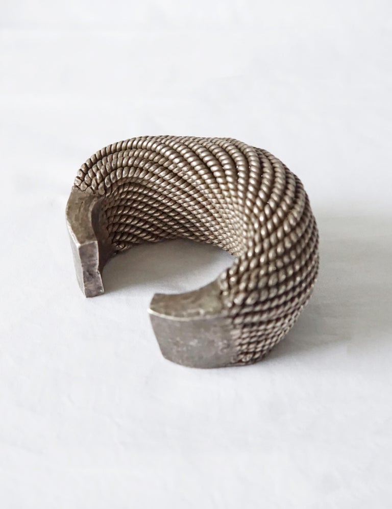 Antique Akha Hill Tribe Silver Cuff Bracelet, 517grams For Sale at 1stDibs
