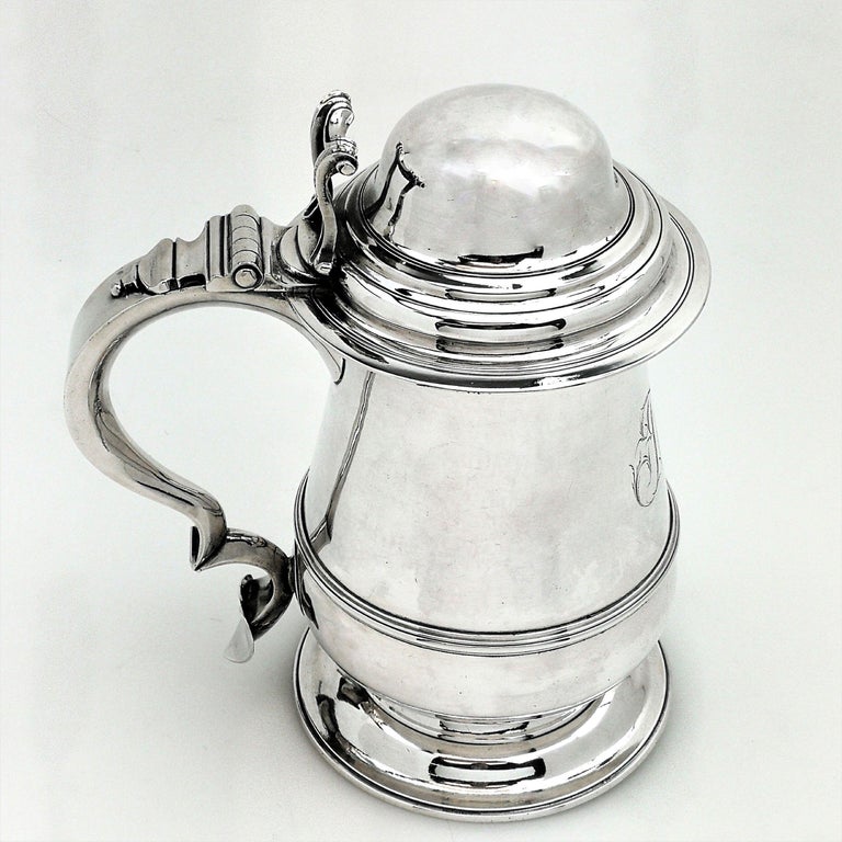 Exceptionally Large Georgian George III Sterling Silver Lidded Tankard ...