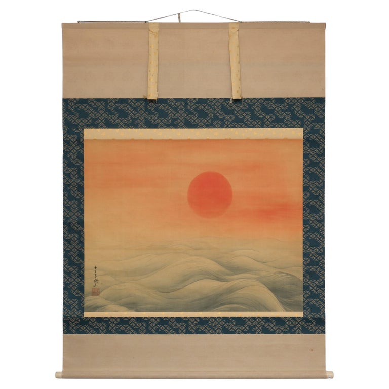 Exceptionally Large Japanese Hanging Scroll with a Painting of Rising ...