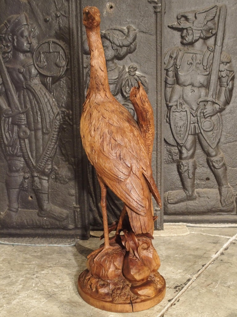 Exceptionally Well Carved Late 19th Century Wooden Wading Bird at 1stDibs