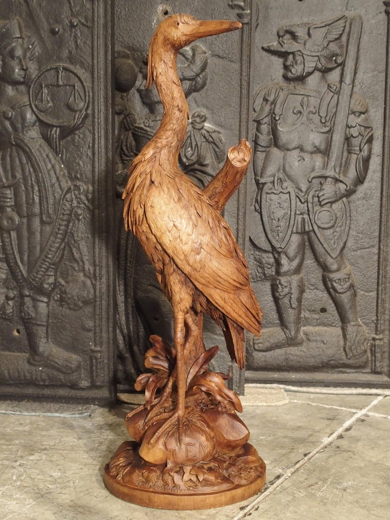Exceptionally Well Carved Late 19th Century Wooden Wading Bird at 1stDibs