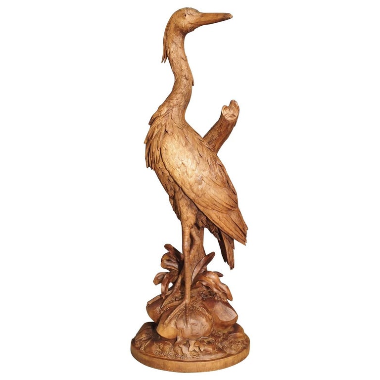 Exceptionally Well Carved Late 19th Century Wooden Wading Bird at 1stDibs