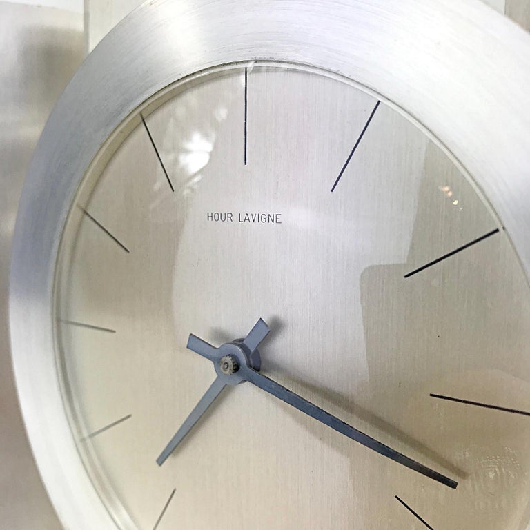 Exclusiv French Hour Lavigne Silvered Automatic Table Clock, 1960s ...